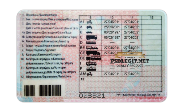 Belarus Driver License PSD Template - PSDLEGIT