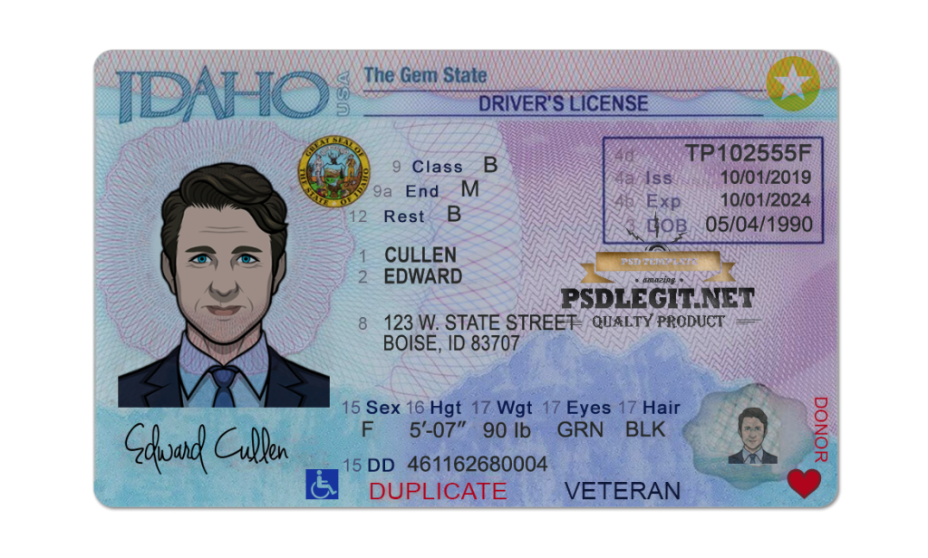 Idaho Driver License PSD Template - PSDLEGIT