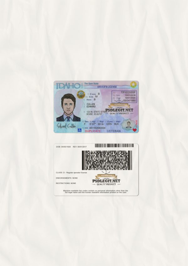 Idaho Driver License PSD Template - PSDLEGIT
