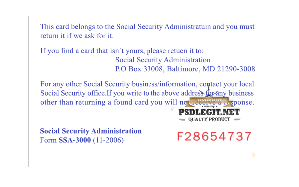 SSN Card PSD Template - PSDLEGIT