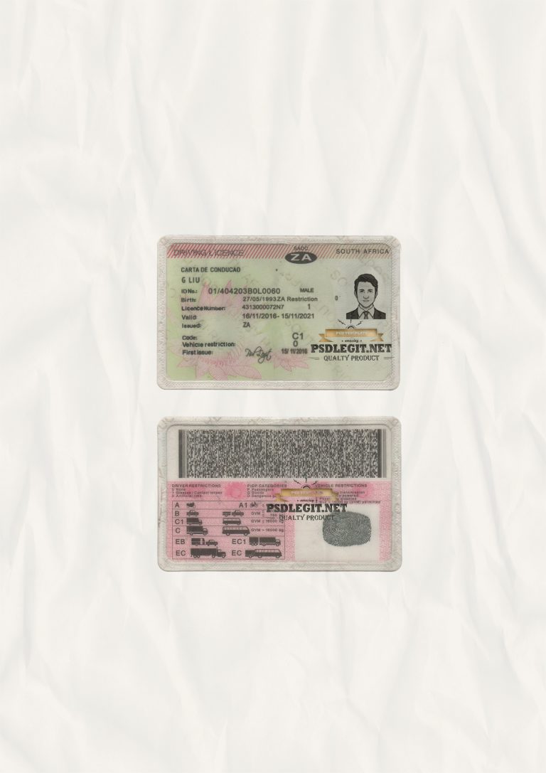 South Africa Driver License PSD Template - PSDLEGIT