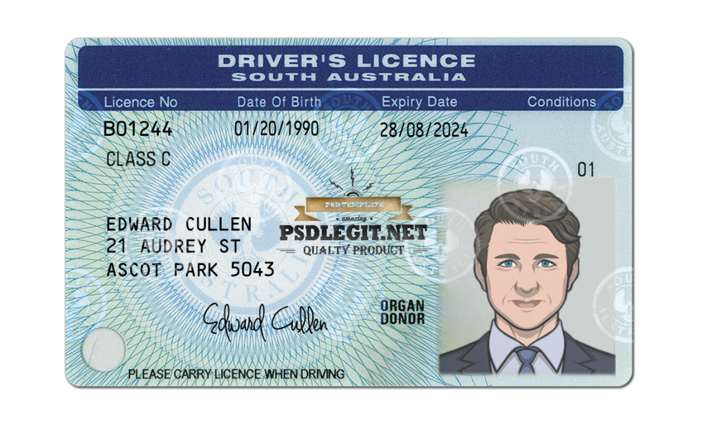 South Australia Driver License PSD Template - PSDLEGIT