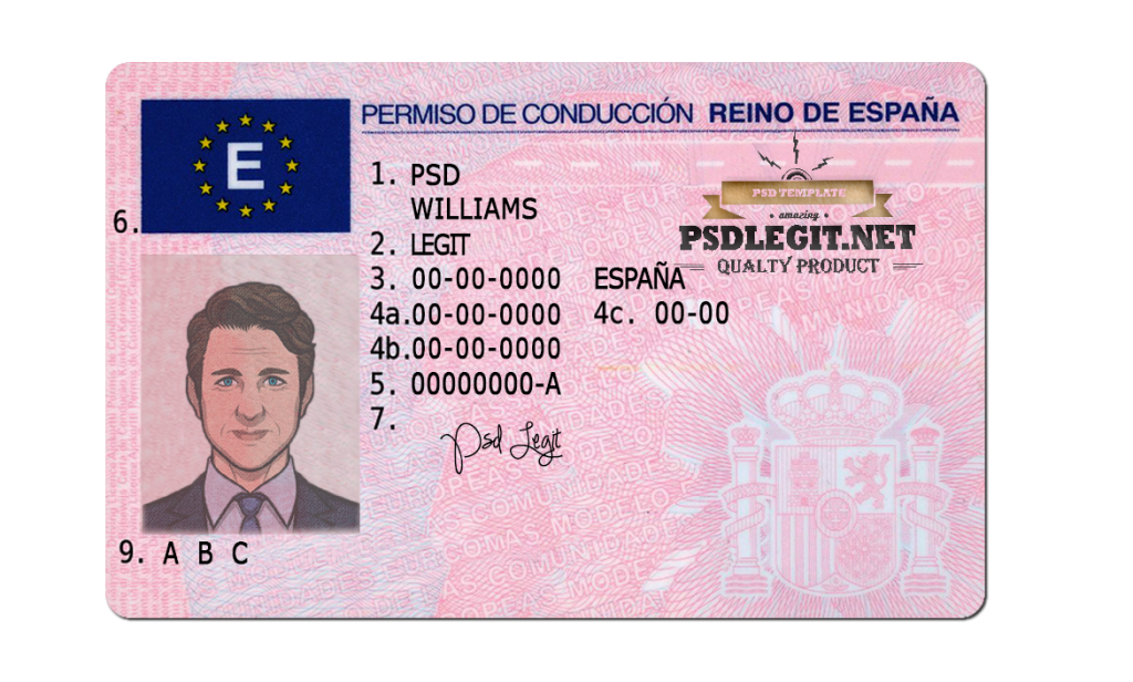Spain Driver License PSD Template - PSDLEGIT
