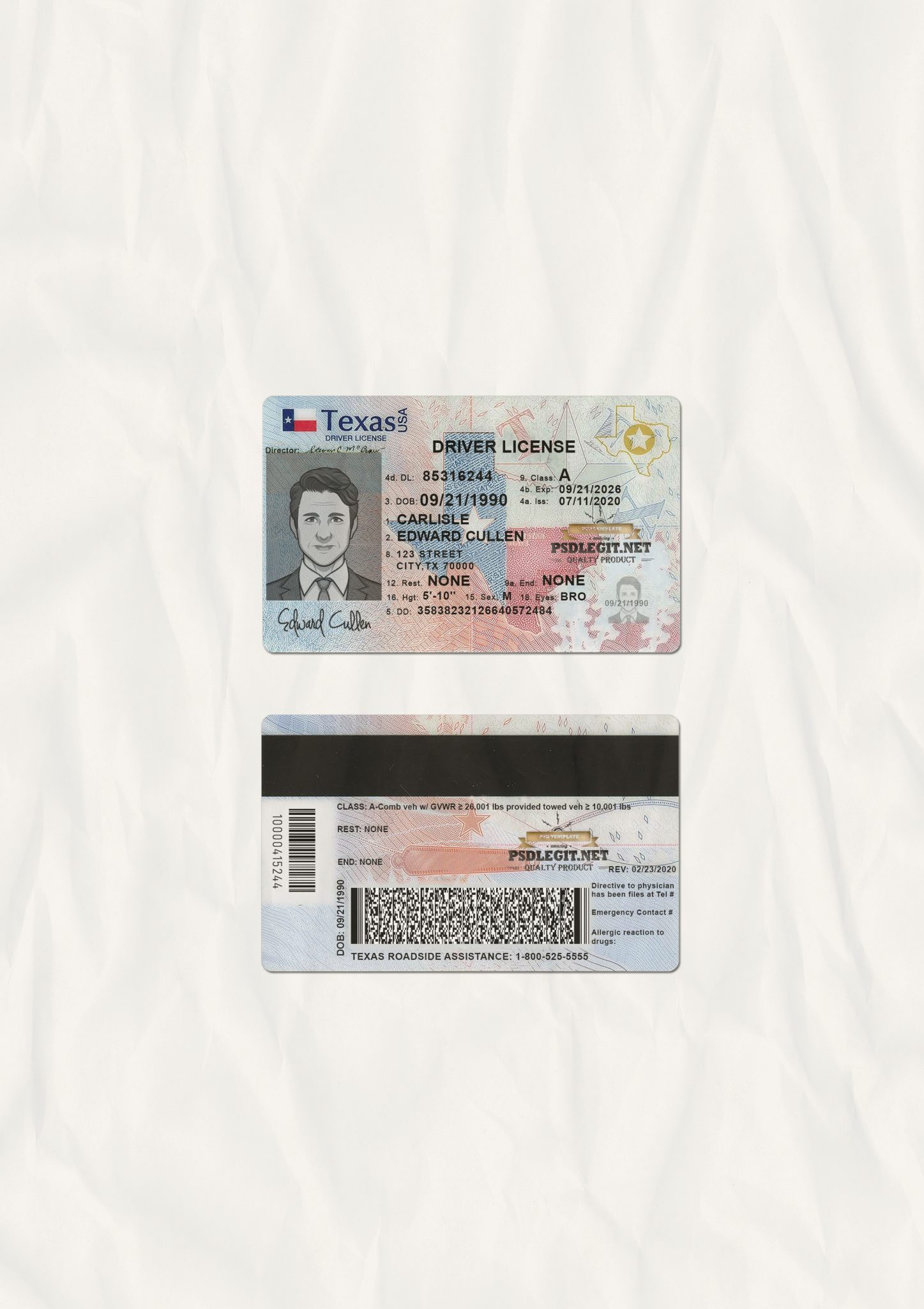 Texas New Driver License PSD Template - PSDLEGIT