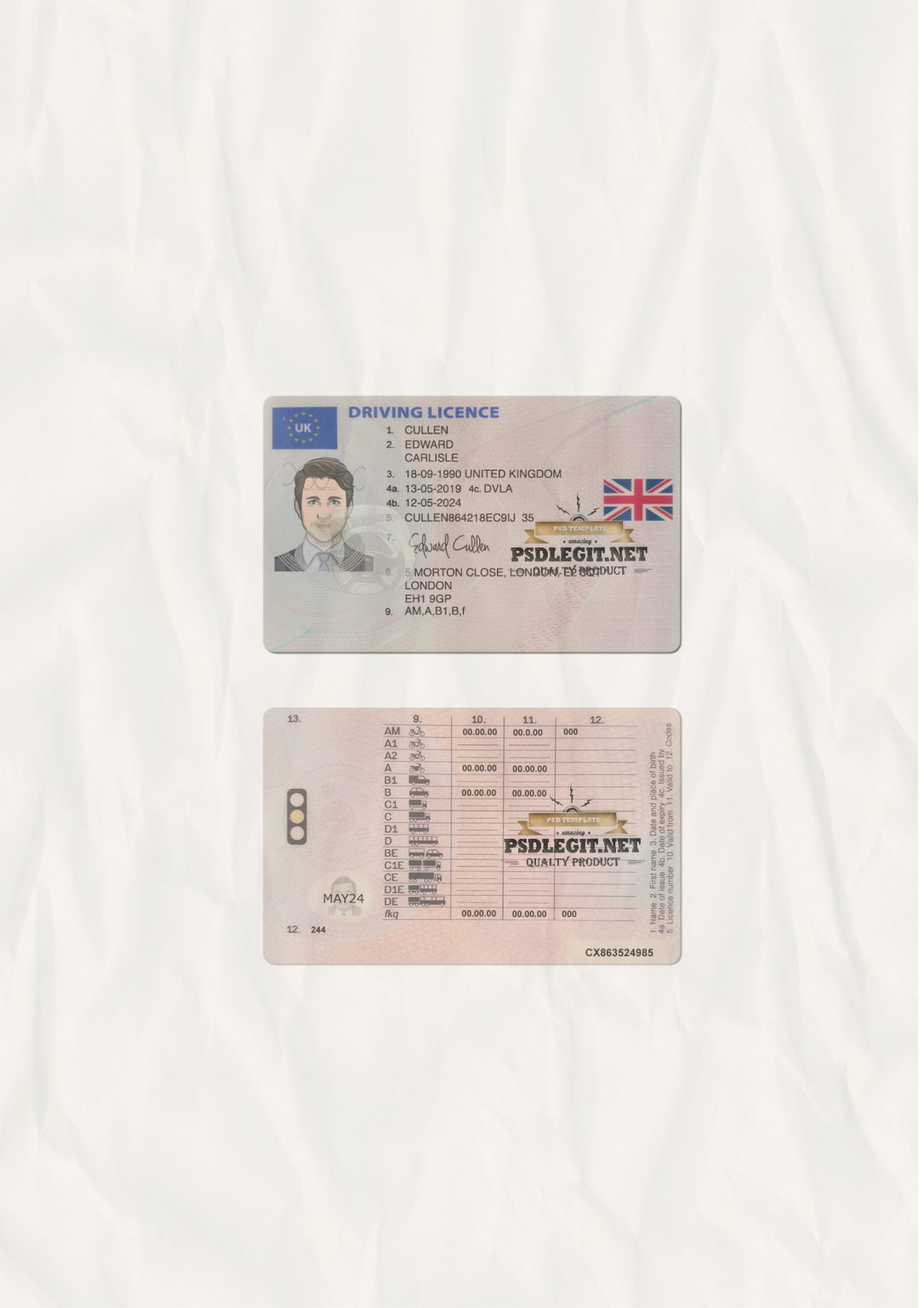 UK Driver License PSD Template - PSDLEGIT