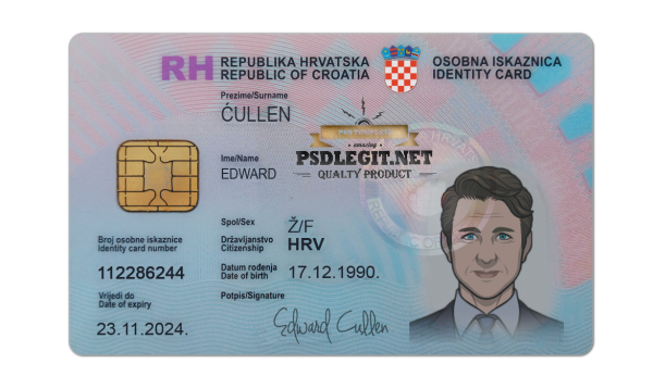 Croatia ID Card PSD Template - PSDLEGIT