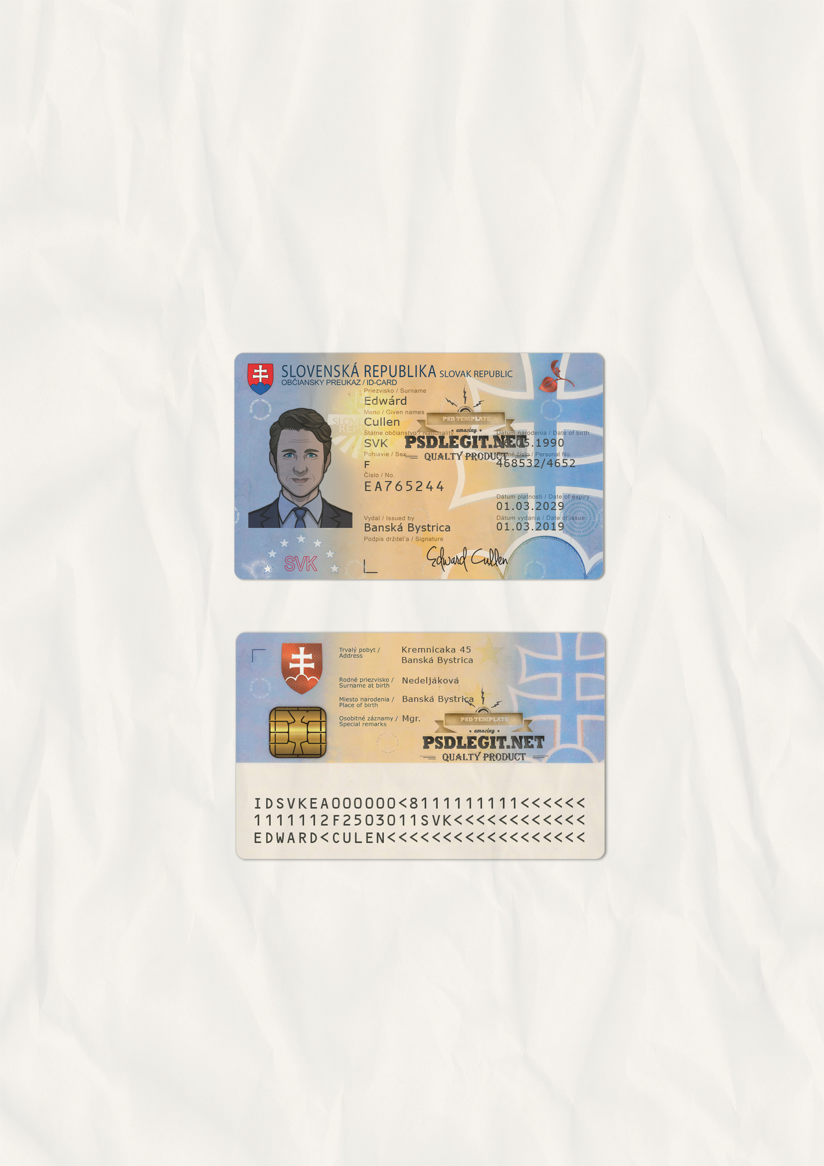 Slovak Republic ID Card PSD Template - PSDLEGIT