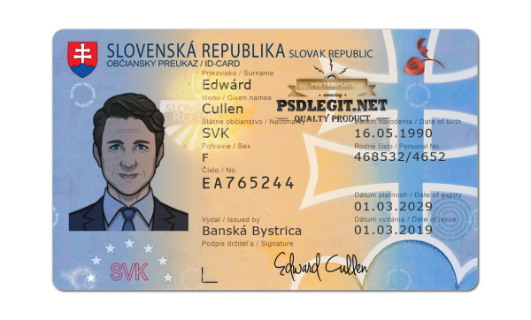 Slovak Republic ID Card PSD Template - PSDLEGIT