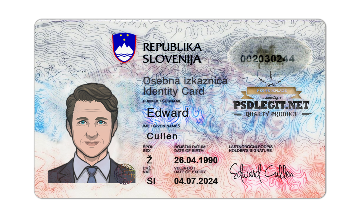 Slovenia ID Card PSD Template - PSDLEGIT