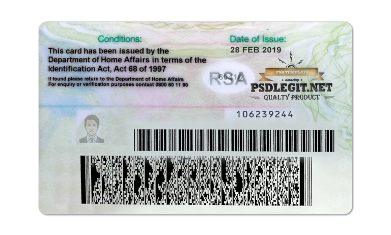 South Africa ID Card PSD Template - PSDLEGIT