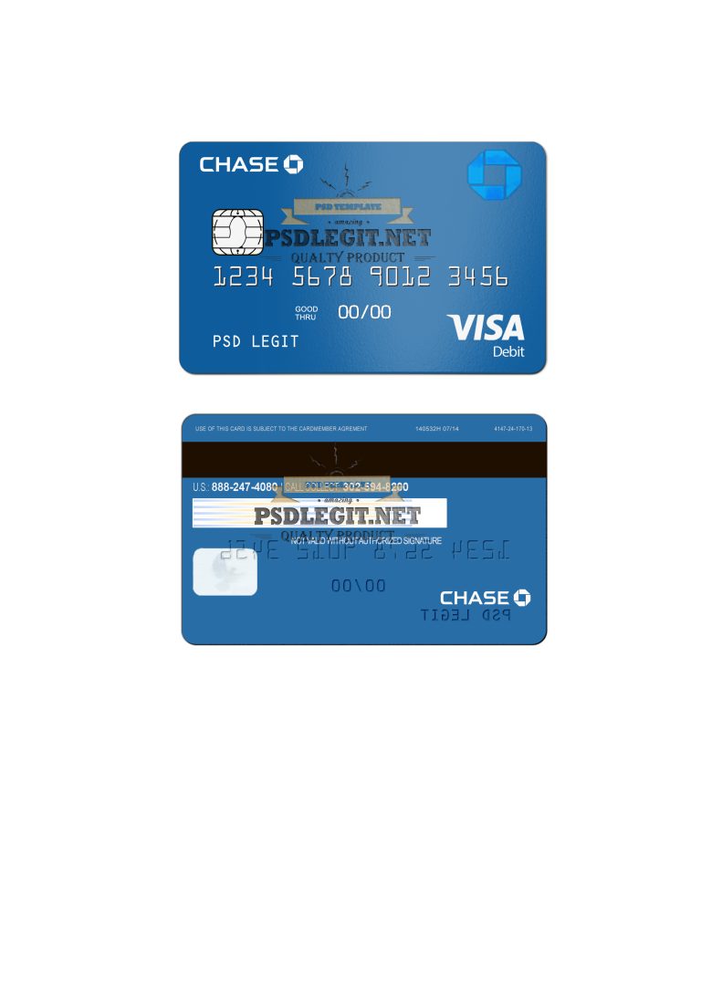 USA CHASE VISA Debit Card PSD Template - PSDLEGIT