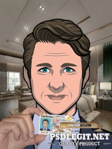 ID Card & Driver License Selfie PSD Template (Male) - PSDLEGIT